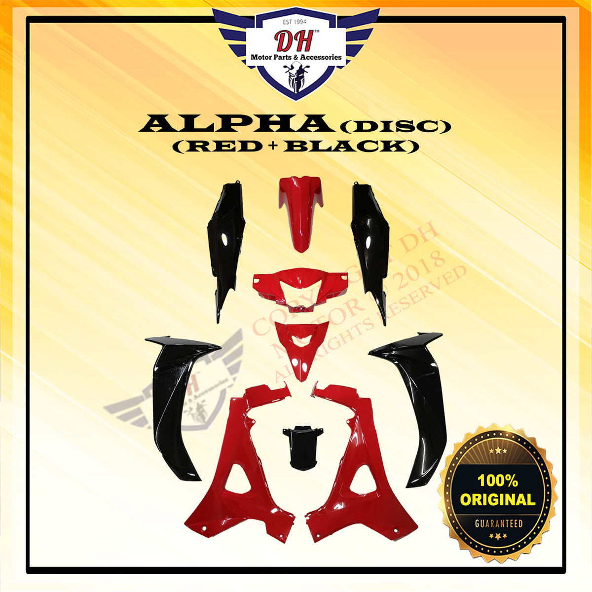 ALPHA (DISC) (ORIGINAL) COVER SET HONDA FULL SET (RED + BLACK) – DH ...
