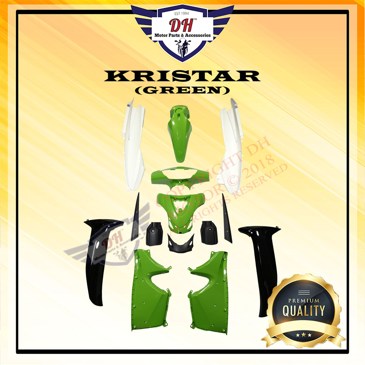 KRISTAR COVER SET MODENAS (GREEN) FULL SET – DH MOTOR PARTS & ACCESSORIES