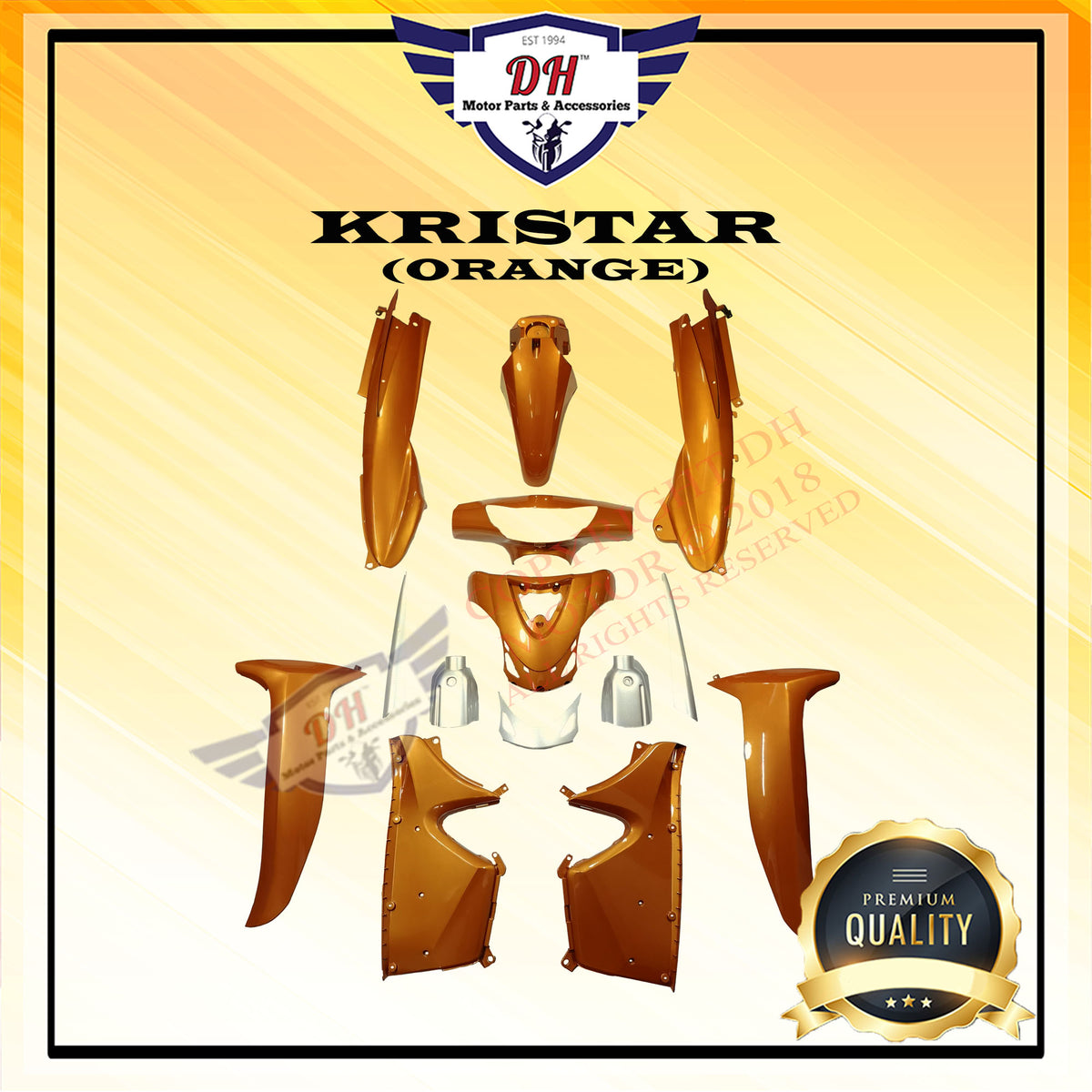 KRISTAR COVER SET MODENAS (ORANGE) FULL SET – DH MOTOR PARTS & ACCESSORIES