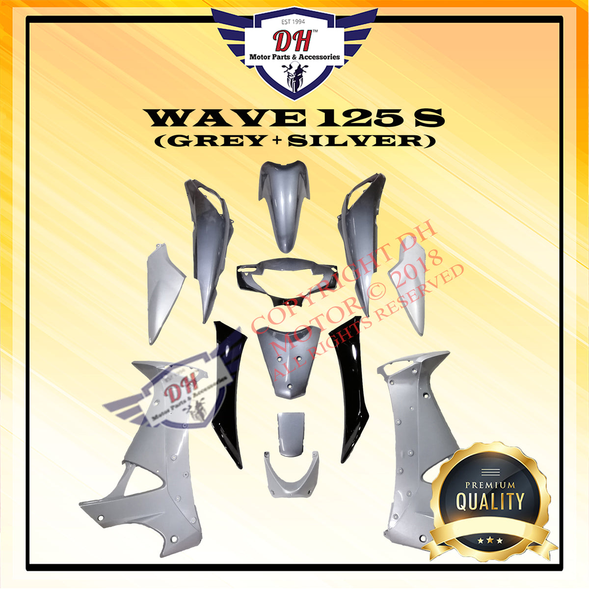 WAVE 125 S COVER SET (GREY + SILVER) FULL SET HONDA – DH MOTOR PARTS ...