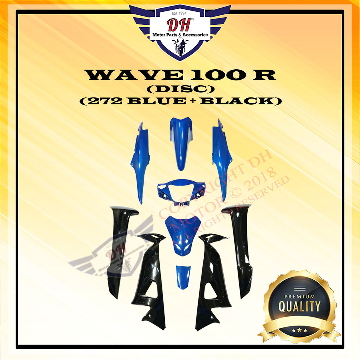WAVE 100 R (DISC) COVER SET (272 BLUE + BLACK) – DH MOTOR PARTS ...