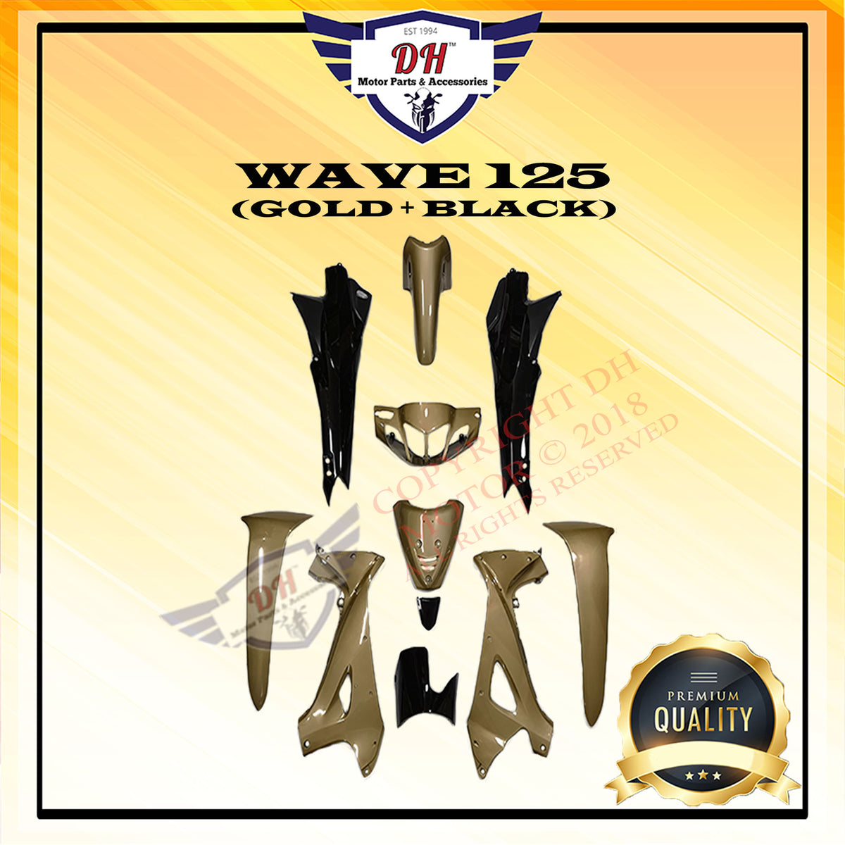 WAVE 125 COVER SET (GOLD + BLACK) FULL SET HONDA – DH MOTOR PARTS ...