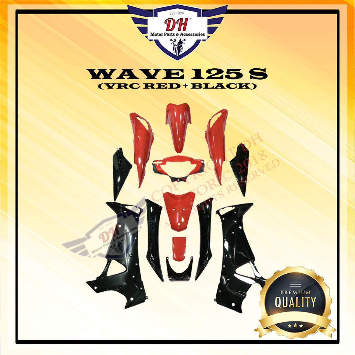 WAVE 125 S COVER SET (VRC RED + BLACK) FULL SET HONDA – DH MOTOR PARTS ...