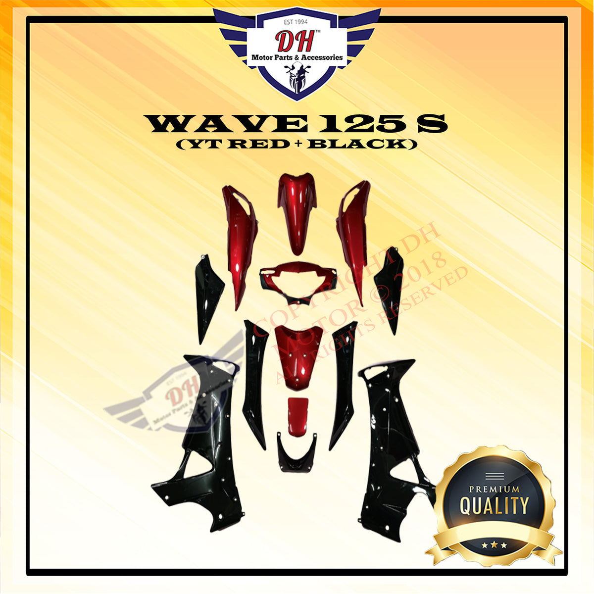 WAVE 125 S COVER SET (YT RED + BLACK) FULL SET HONDA – DH MOTOR PARTS ...