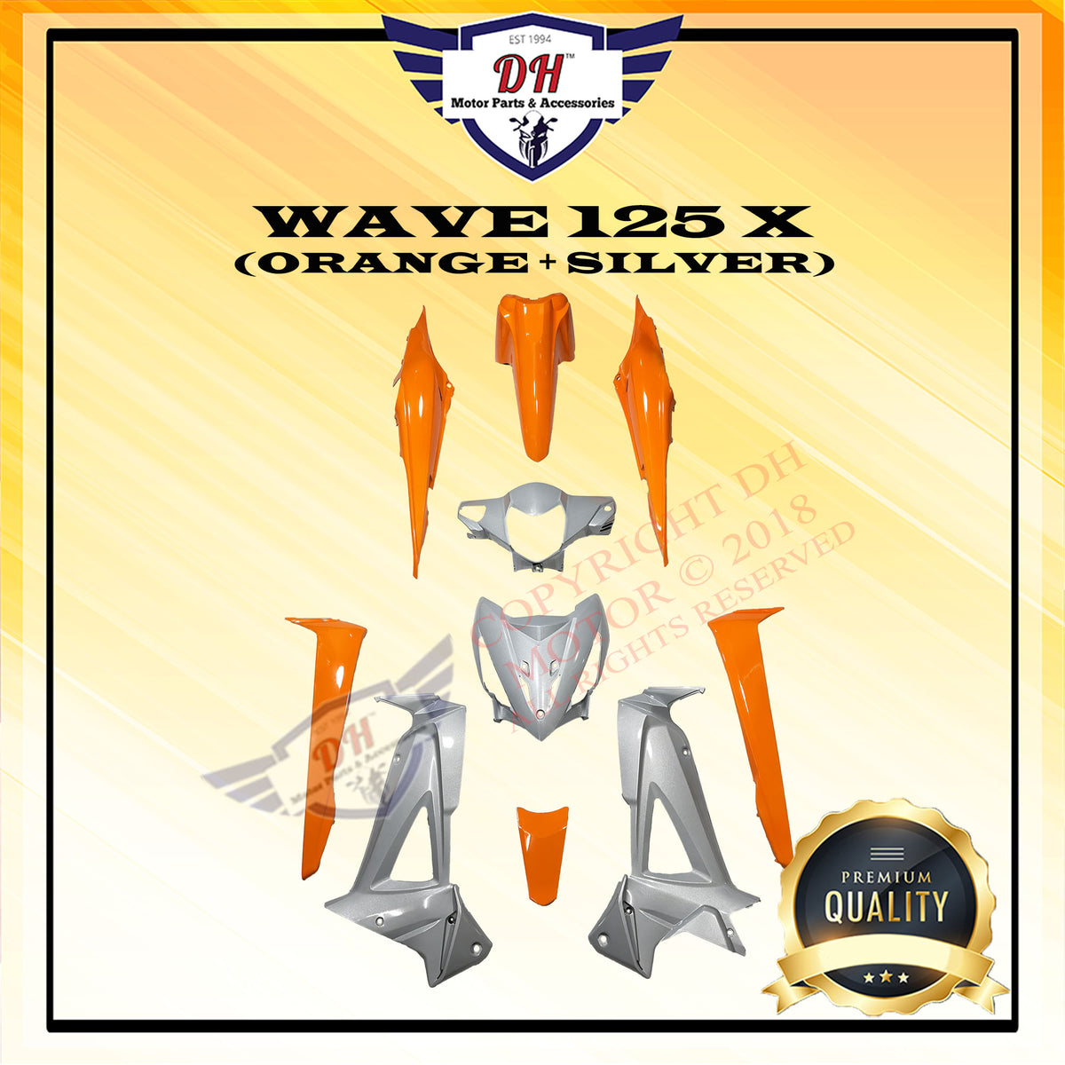 WAVE 125 X COVER SET (ORANGE + SILVER) FULL SET HONDA ULTIMO – DH MOTOR ...